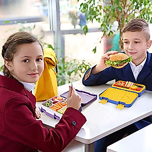 Caperci Unicorn Bento Lunch Box for Kids - Leakproof 6-Compartment Children's Lunch Container with Removable Compartment - Ideal Portions Size for Ages 3 to 7, BPA-Free Materials