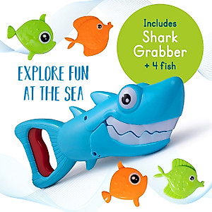 Hoovy Bath Toys Fun Baby Bathtub Toy Shark Bath Toy for Toddlers Boys & Girls Shark Grabber with 4 Toy Fish Included (Shark Grabber)