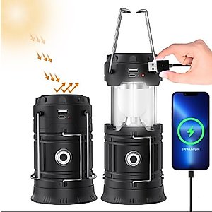 Rechargeable Solar Camping Lantern - High Brightness, Long Battery Life, Durable Handle - Perfect for Camping, Power Outages, and Home Emergency Supplies