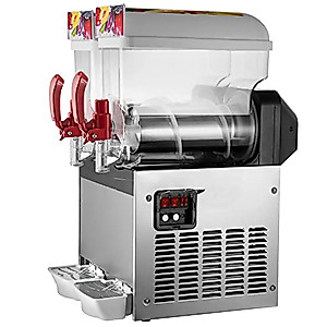 VBENLEM 110V Commercial Slushy Machine 30L Double Tank 700W Stainless Steel Margarita Frozen Drink With Powerful Compressor Efficient Cooling Perfect for Supermarkets Cafes Restaurants Bars