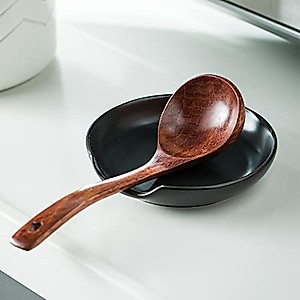 Spoon Rest Spoon Holder For Stove Top Ceramic Stove Spoon Holder For Kitchen Counter Spatula Holder Utensil Rest, Dark Black