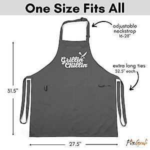 FixGrub Grilling Aprons for Men and Women with Three Pockets 100% Cotton