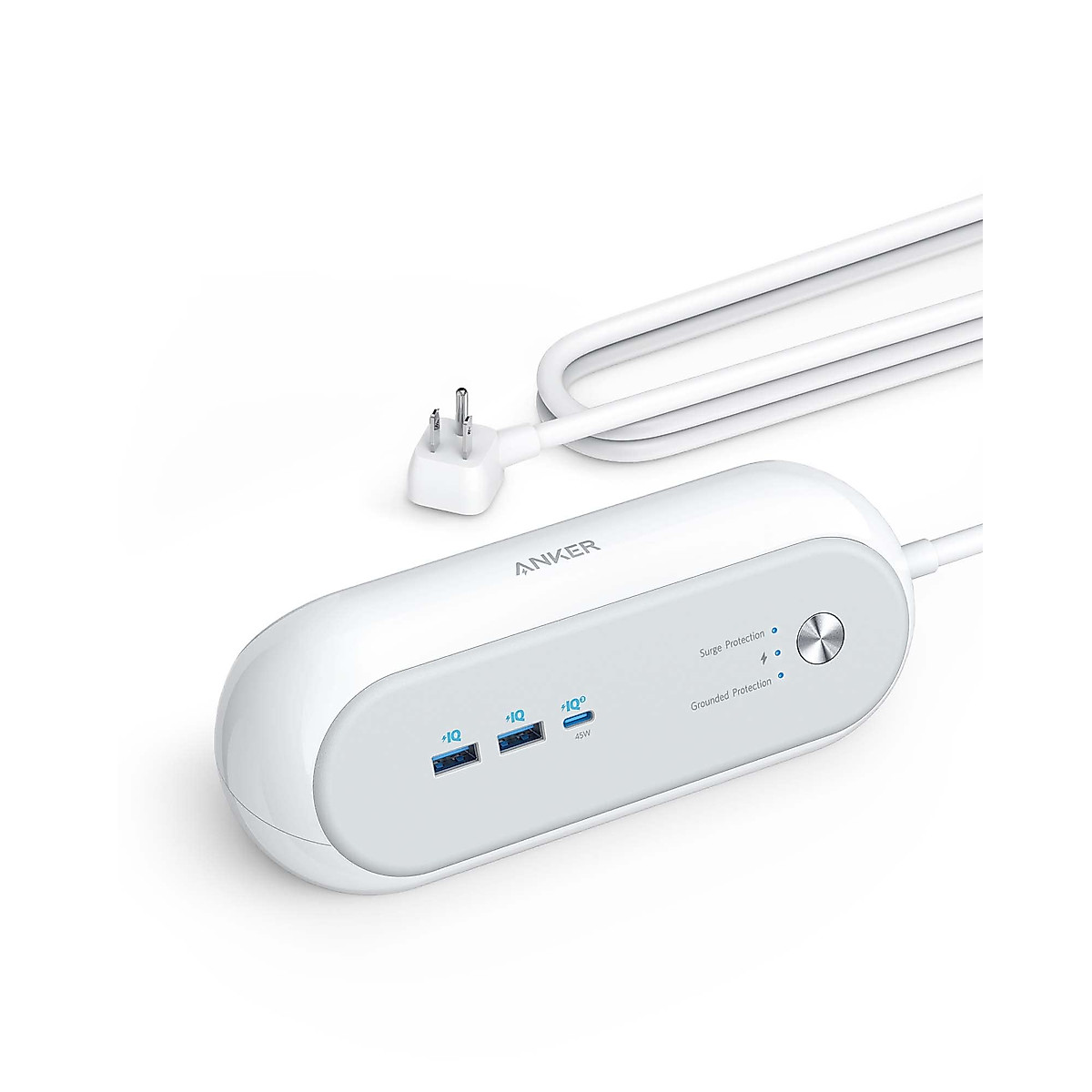 Anker Charging Station, 623 Capsule Power Strip with 45W USB C Charger, 3 Outlets, 15W 2 USB Ports, 6ft Power Cord, Power Delivery for Desktop Accessory, MacBook, Tablets, iPhone14/13