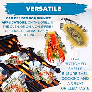 CIRAVI Stainless Steel Oyster Shells - 6 Piece Reusable Set - Flat Bottomed Shells - For Grilling or Cooking - Great for All Kinds of Seafood
