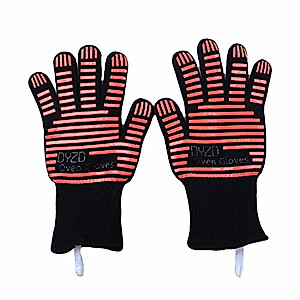 DYZDHeat Resistant Cooking Baking Gloves for Cooking, Barbecue(Red 1 Pair)