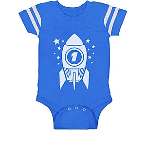 1st Birthday Outfit Space Rocket One Year Old Gift Cute Baby Bodysuit 18M Blue