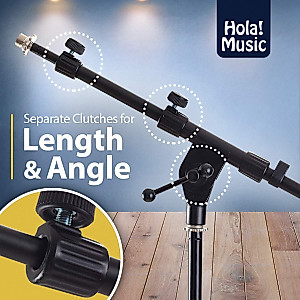 Hola! Music Mic Stand w/Adjustable Height for Home, Studio, Office or Stage Use – Weighted Base