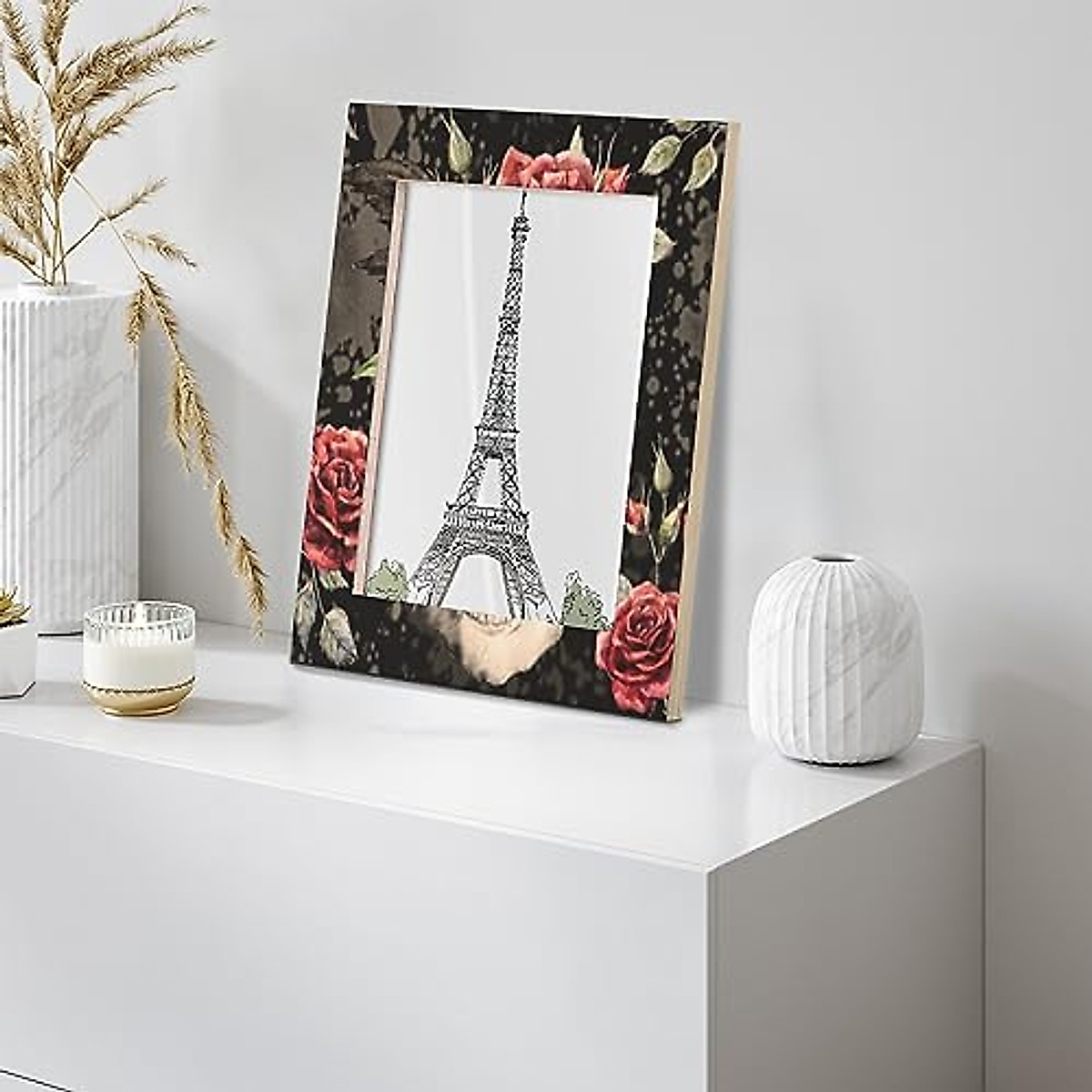 POFATO Skull Red Rose11x14 Picture Frame Wood Photo Frame for Tabletop Display Wall Mount Picture Frame Display 11 x 14 Inch Photo Wall Decor Home Gift Frames