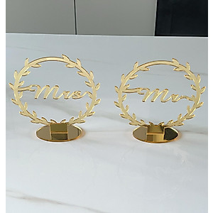 Gold Mirror MR and MRS Wedding Deco,Gold Standing Mr & Mrs Sign Rustic Mr and Mrs Sign for Sweetheart Table Decor