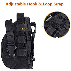 ACEXIER Universal Tactical Gun Holster Right Hand Molle Pistol Holster Combat Airsoft Waist Belt Holster for 1911 45 92 96 Glock(Black)