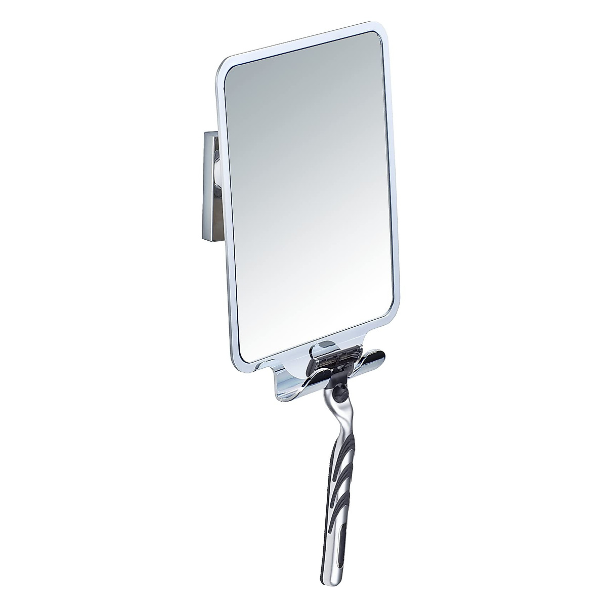 WENKO 22693100 Vacuum-Loc® Cosmetic Mirror Quadro, Acrylonitrile-Butadiene-Styrene (ABS), 14 x 19.5 x 8 cm, Shiny