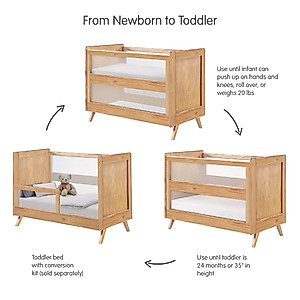 BreathableBaby Breathable Mesh 3-in-1 Convertible Crib (Toddler Bed Kit Sold Separately) — Beech — Two Adjustable Mattress Heights — Greenguard Gold Certified