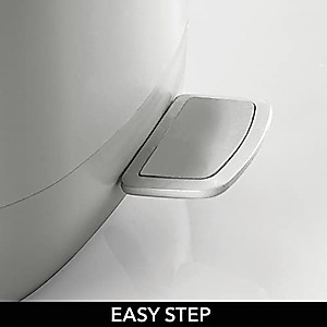 mDesign Plastic 1.3 Gallon/5 Liter Trash Can Waste Basket for Bathroom with Lid, Step Pedal Dustbin, and Removable Liner Bucket - Small Garbage Bin for Bathroom, Bedroom, or Office - Stone Gray