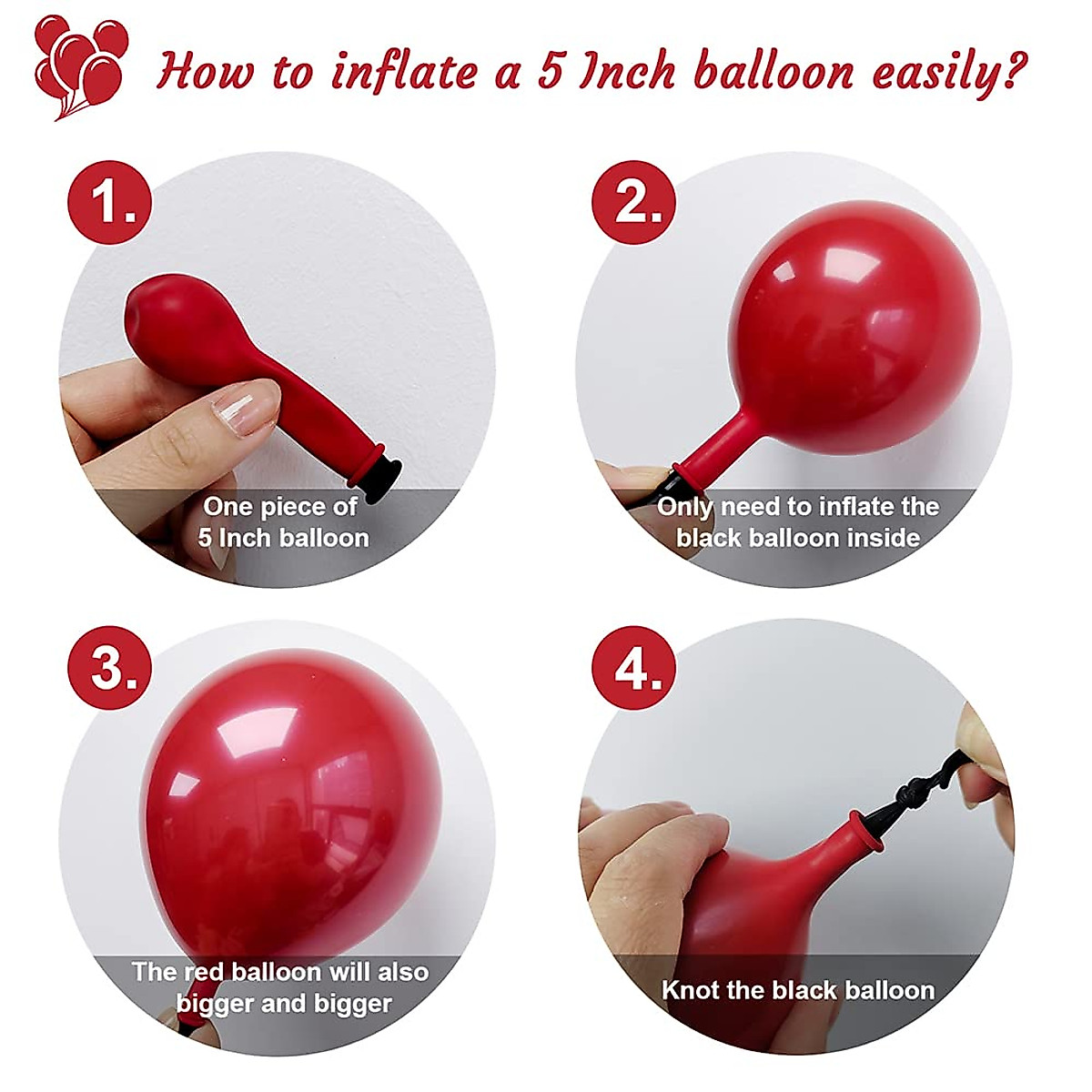 Burgundy Balloons Double Stuffed,100Pcs Burgundy and Gold Balloons for Birthday Wedding Anniversary Party