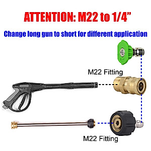 RIDGE WASHER Pressure Washer Adapter Set, Gun to Wand, M22 to 1/4'' Quick Connect