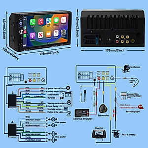 ACTASIAN Double Din Car Stereo with Apple Carplay and Android Auto,7 Inch Touchscreen Car Radio with Backup Camera,Bluetooth,Mirror Link,FM/MP3/USB/TF/SWC/Subwoofer,Aux Input