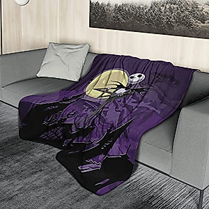 Purple Night Sherpa Fleece Throw Blanket - Skull Fuzzy Warm Throws for Winter Bedding, Couch，Sofa for Christmat