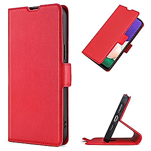 Compatible with Oppo Reno 6 Pro 5G Wallet Case, Ultra Slim Flip Folio PU Magnetic Leather Case with Card Slot, Full Protection Phone Cover for Oppo Reno 6 Pro 5G, Red