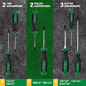 SK 7-Piece Magnetic Screwdriver Set, Includes Slotted/Phillip/Star Screwdrivers, S2 Steel, SureGrip Handle