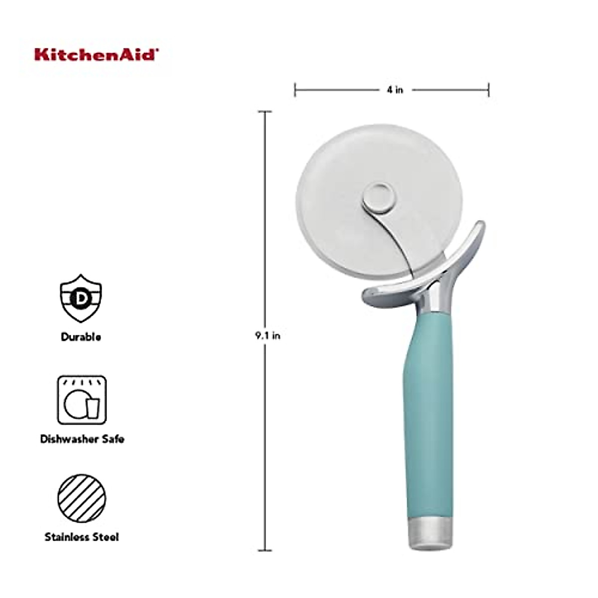 KitchenAid Gourmet Pizza Wheel, One Size, Matte Aqua Sky