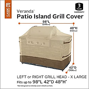 Classic Accessories Veranda Water-Resistant BBQ Grill Cover for 98 Inch Island with Left or Right Grill Head
