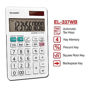 Sharp EL-377WB Business Calculator, White 2.75