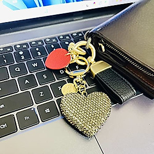 Crystal Car Keychain for Women with Bling Rhinestone Heart Shape Keychains Pendant Cute Keychain, Black Bling Heart Pretty Car key Chain Accessories for Women and Girls Gifts