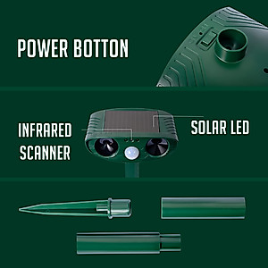 Ultrasonic Animal Repeller, 2 Pack Solar Powered Animal Repellent, Waterproof Animal Deterrent Devices Outdoor Repels Cat, Dog, Fox, Derrent, Rat, etc