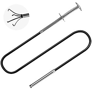 Small Caliber Flexible Grabber Tools 24'' Four-claw Pickup Tool Pick Up Items In Narrow Space Flexible Waste Picking Tool for Engine Bay/Home Sink/Earring (Not magnetic)