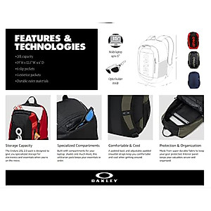 Oakley Men's 20L Enduro 3.0 Hunter Green/Black Backpack for Hiking Backpacking Camping Traveling + BUNDLE with Designer iWear Collapsible Water Bottle with Carabiner