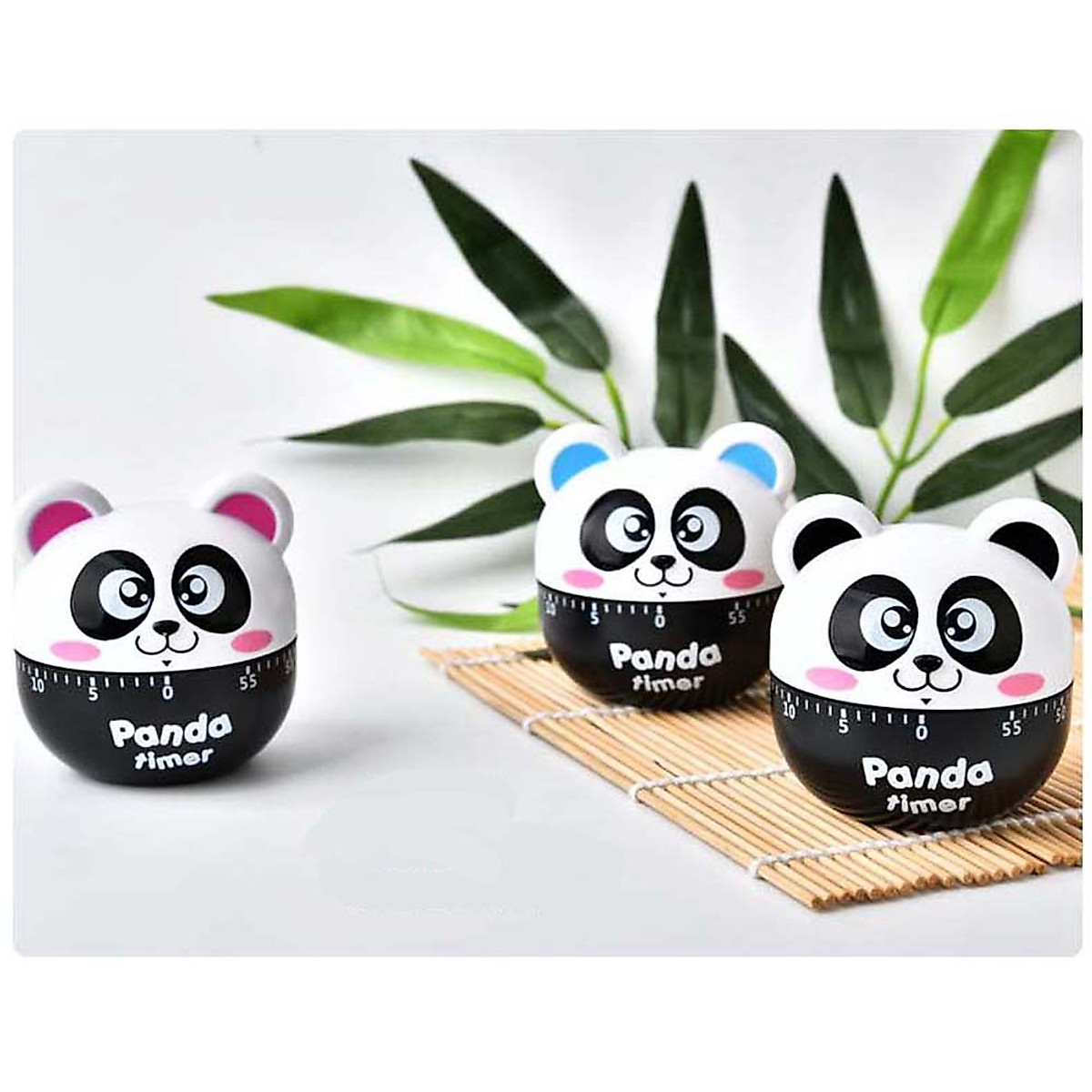 Mini Size Cartoon Panda Machinery Timer 60 Minutes Mechanical Kitchen Cooking Timers Clock Loud Alarm Counters Manual Timer Kitchen Utensil (Black)