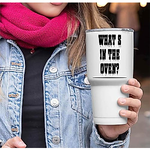 Gender Reveal Gift Ideas, Ideal for Baby Shower - Cookies in the Oven, Celebrate the Arrival on 30 Oz White Stainless Steel Large Tumbler