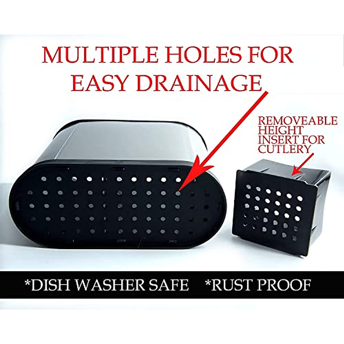 Utensil holder Caddy large stainless steel sturdy kitchen flatware organizer crock sink benchtop counter