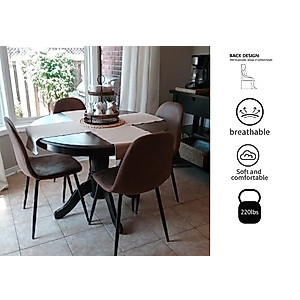 HOMY CASA Dining Chairs Set of 4, Modern Mid-Century Style Dining Room Side Chairs Accent Chairs with Black Metal Legs Comfortable for Kitchen Lounge Farmhouse, Rustic Brown, 4PCS