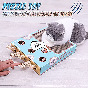 Cat Enrichment Toys for Indoor Cats, cat Whack a mole Toy with cat Scratching pad, Cat Cardboard Box to Make Lots of Fun, cat Interactive Toy to Relieve Boredom and Train IQ