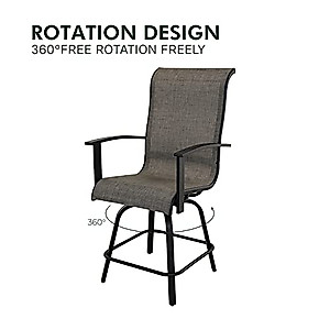 Grand patio Outdoor Counter Height Patiol Stools Set of 6, All-Weather Swivel Bar Chairs for Balcony, Poolside, Backyard, Garden (Coffee, 6PC)