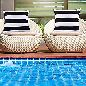 Aneco Pack of 4 Waterproof Pillow Covers Outdoor Throw Pillowcases Square Garden Cushion Case for Home, Garden, Patio (Black, 18 x 18 Inches)…