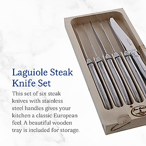 Jean Dubost Stainless Steel Handle Steak Knives 97600 Set of 6