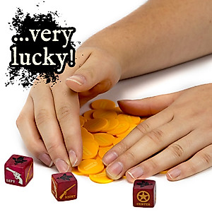 Last Chip Standing: Devil's Luck | Fast, Light & Fun Pocket Classic Family Dice Game | Includes 19mm Custom Dice, 24 Yellow Mini Chips, and Magnetic Carry Case | Travel-friendly Tabletop Board Game