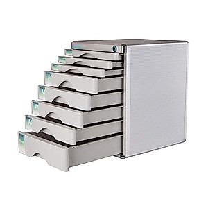 LEYT Flat File Cabinet, 8-Layer Lockable Aluminum Alloy Data Office Storage Drawer for Home Office Supplies Silver