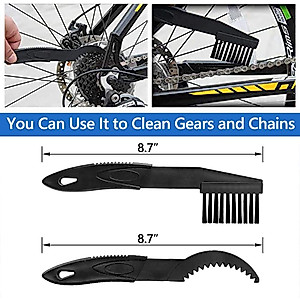 Bike Chain Cleaner Set Bicycle Cleaning Brush Tools Kits Washing Set with Sprocket Scraper Repair Machine Brushes Mitt Clean Gear for Mountain, Road, City, Hybrid, BMX, Folding Bike, Motorcycle (6Pcs)