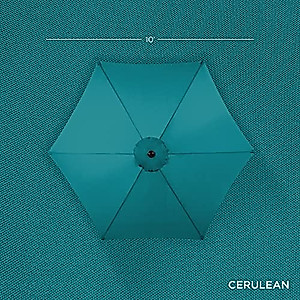 Best Choice Products 10ft Outdoor Steel Polyester Market Patio Umbrella w/Crank, Easy Push Button, Tilt, Table Compatible - Cerulean
