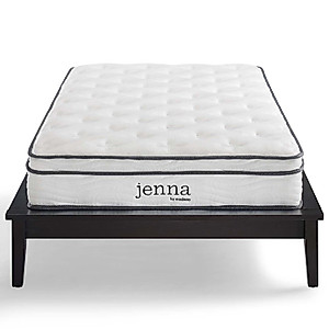 Modway Jenna 8” Innerspring and Memory Foam Narrow Twin Mattress With Individually Encased Coils White