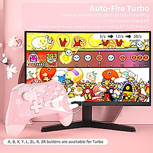 Mytrix Updated Wireless Pro Controllers for Nintendo Switch, Windows PC iOS Android Steam/Steam Deck, Sakura Pink Bluetooth Controller with Programmable, Wake-Up, Headphone Jack, Auto-Fire Turbo, Motion, Vibration