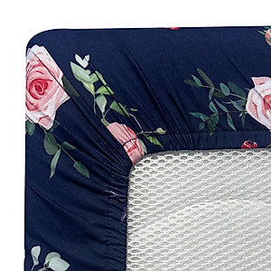 AMROSE 3 Pack Soft Floral Mini Crib Sheets, Microfiber Pack N Play Sheets Set for Baby Girls, Silk Touch Gentle Playard Sheet Portable Crib Sheet, Floral Theme