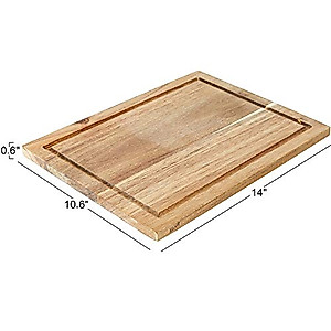 Glad Acacia Wood Cutting Board with Juice Grooves | Reversible Solid Butcher Block and Charcuterie Tray | Home Kitchen Supplies for Chopping and Serving