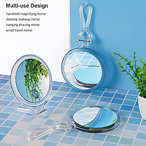 AMISCE 30x Magnifying Handheld Mirror, 2-Sided with Adjustable Stand, Portable, Acrylic Frame, 5'' Diameter, Perfect for Makeup, Shaving, Deep Cleaning