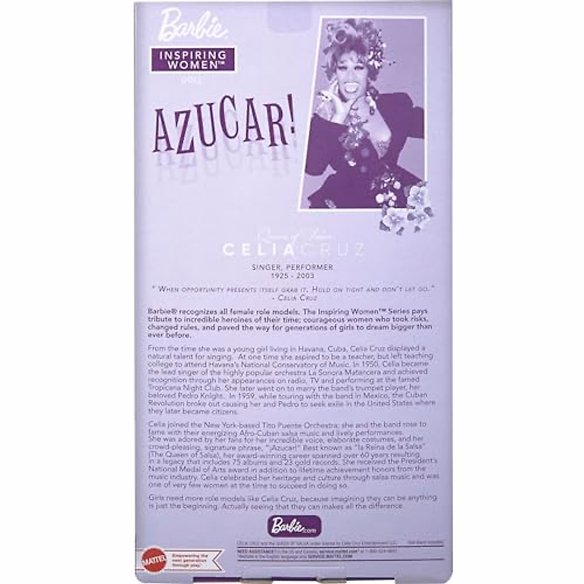 Barbie Inspiring Women Doll, Celia Cruz Queen of Salsa in Red Lace Dress with Golden Microphone, Collectible with Doll Stand & Certificate of Authenticity