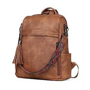 FADEON Leather Backpack Purse for Women Designer Ladies Shoulder Book Bag Fashion PU Convertible Travel Backpack Purses and Shoulder strap