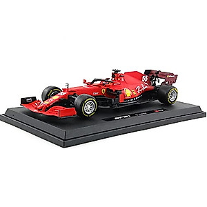 JODIYAAH Bburago 1/18 2022 F1 Scuderia Ferrari F1-75 #16 Charles Leclerc F1-75 #55 Carlos Sainz Alloy Luxury Vehicle Diecast Cars Model Toy Collection Gift (F1-75 #16 Hardcover) (1/18 F1-75 #55)
